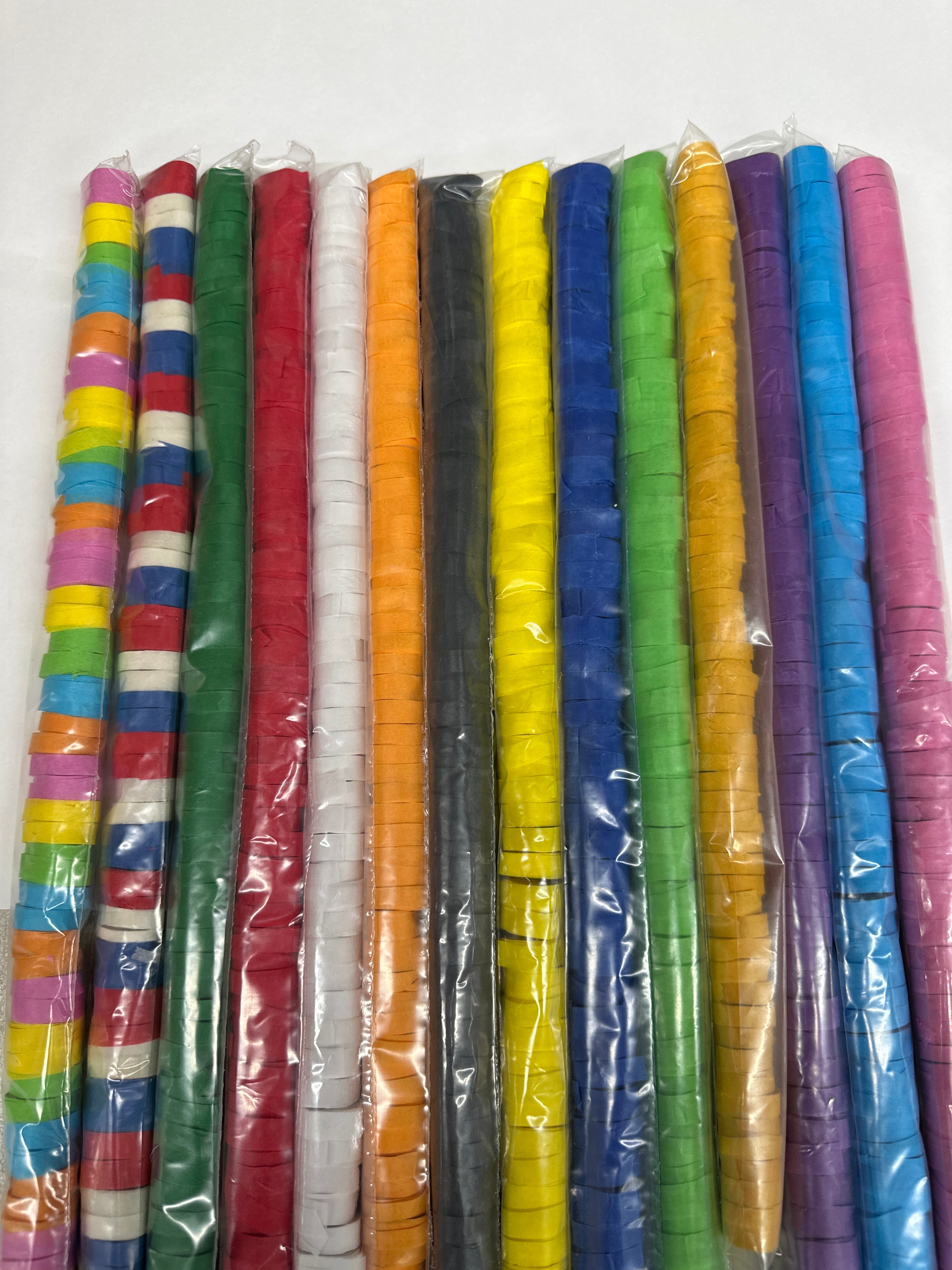 18' Foot Tissue Streamers - 60 Roll Sleeves, 1/4" cut – Confetti Cannon ...